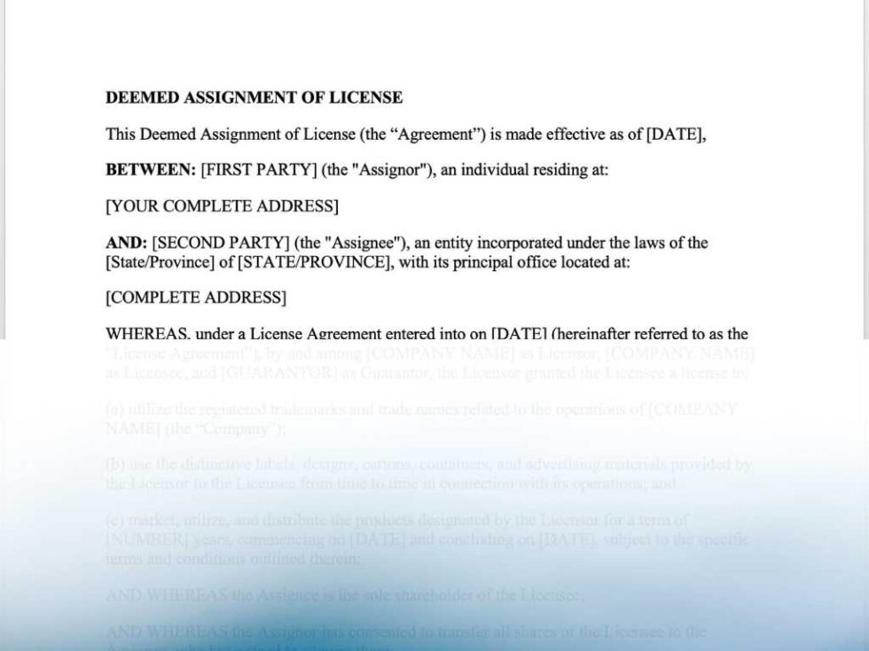 Assignment of License - Law for Georgia