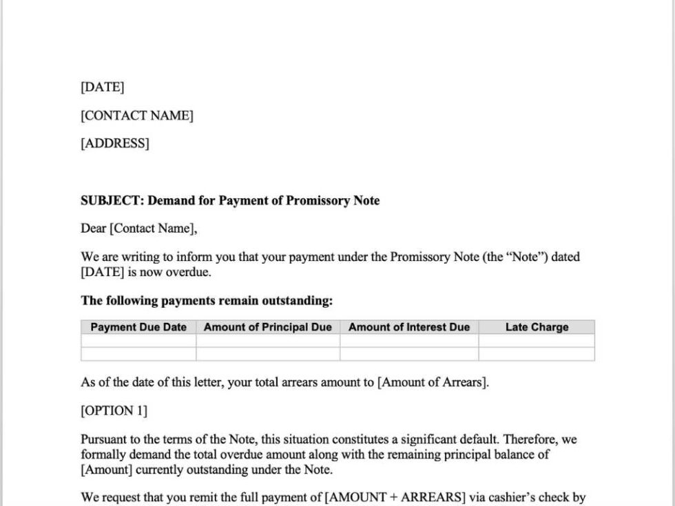 Demand for Payment – Promissory Note - Law for Georgia