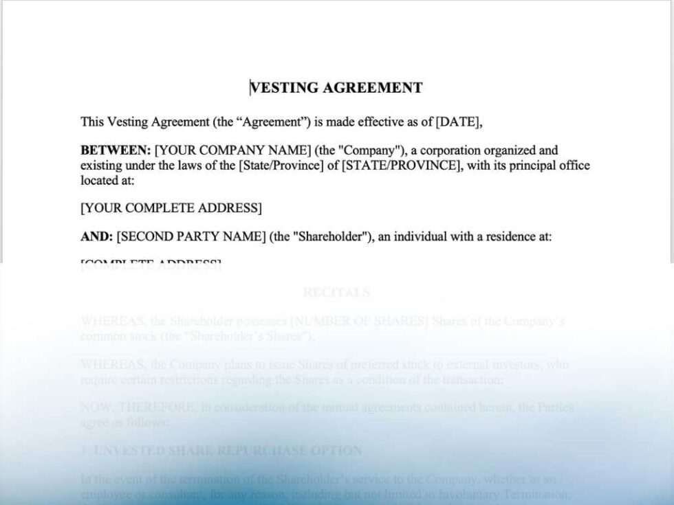 Vesting Agreement - Law for Georgia